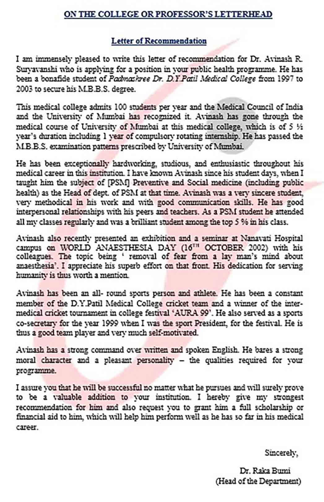  Download 44 Sample Letter Of Recommendation For Medical School From 