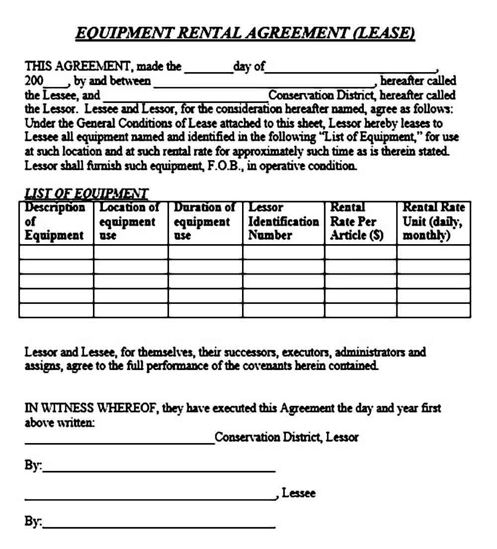 Equipment Rental Agreement Sample Mous Syusa