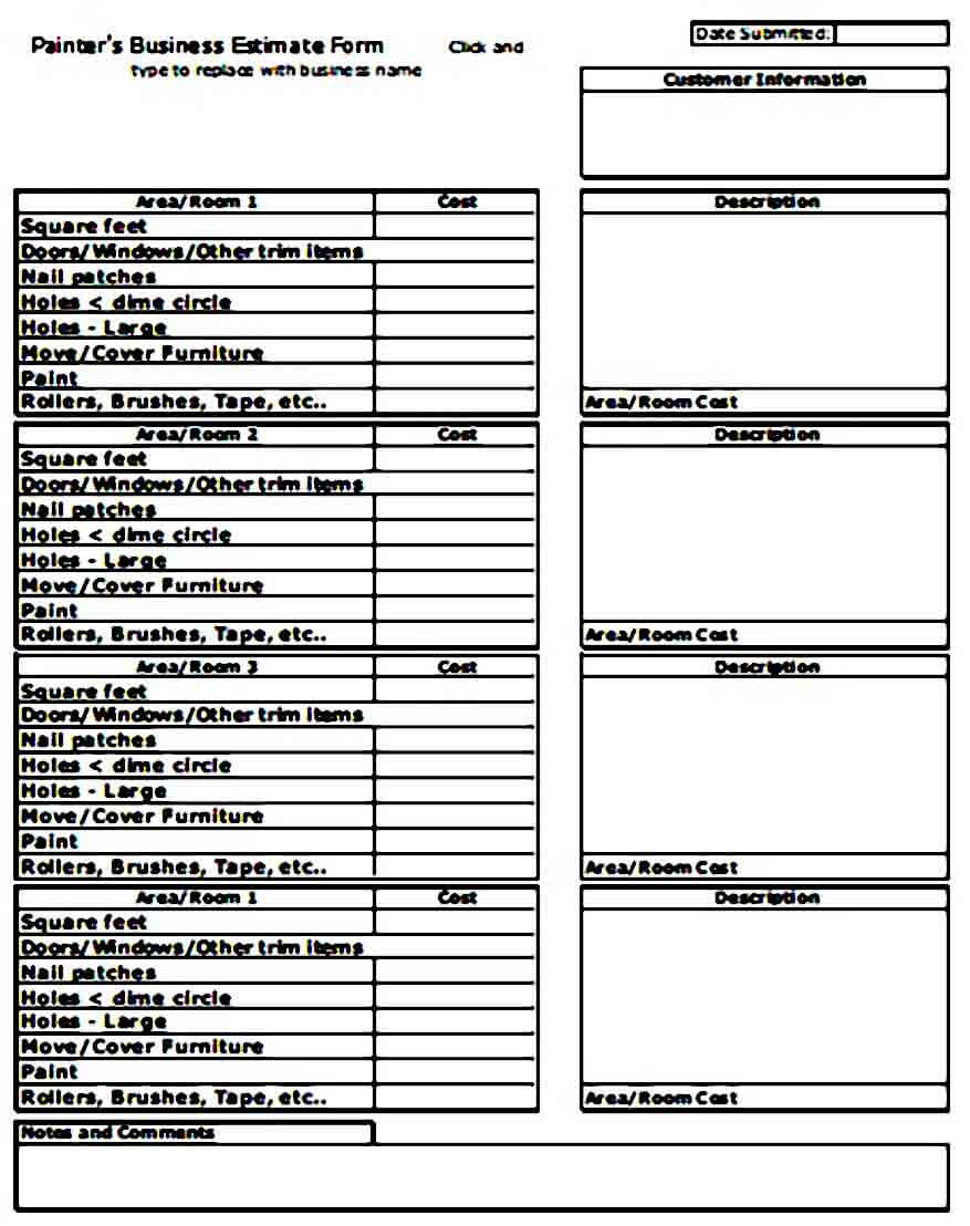 Free Printable Painting Bid Forms Printable Templates