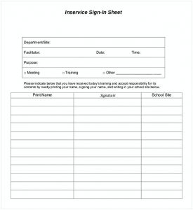Basic Inservice Sign In Sheet | Mous Syusa