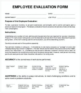Employee Evaluation Form Template | Mous Syusa