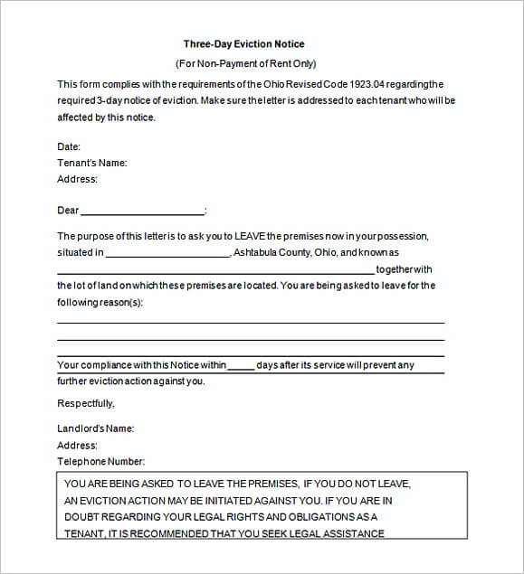 Sample Eviction Notice Template 12 Free Documents In 70 Free Download 