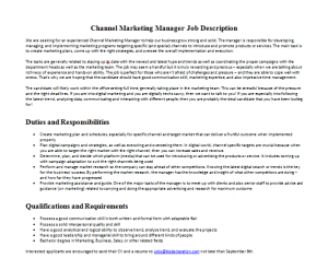 Channel Marketing Manager Job Description | Mous Syusa