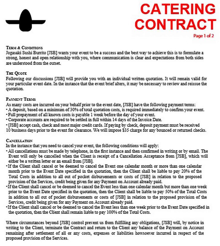 Catering Proposal Letter for PDF and Doc | Mous Syusa