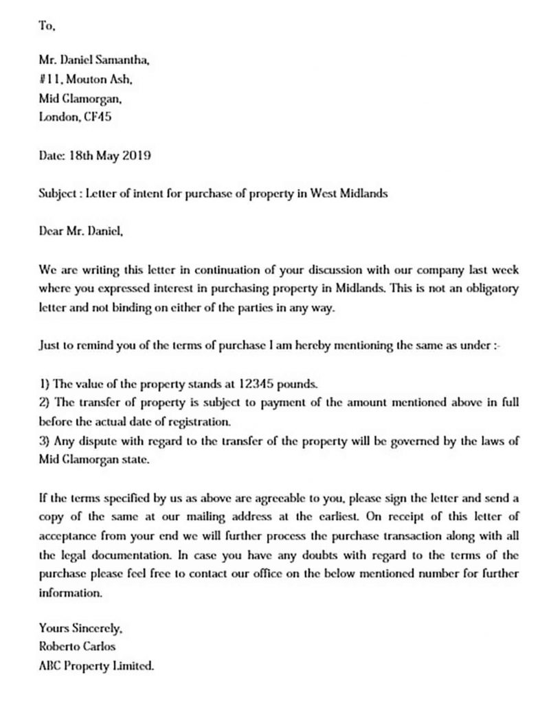 Letter of Intent Real Estate and how to make the reader interested to ...