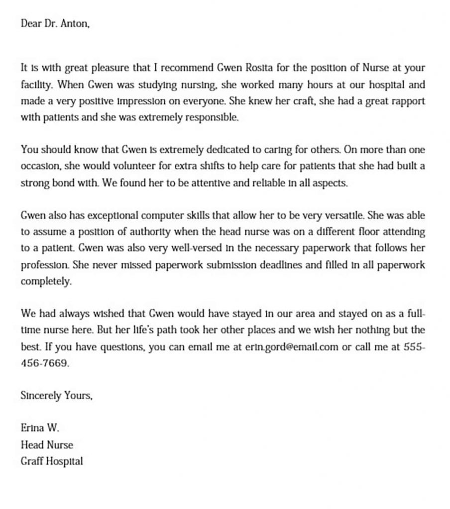 Nursing Recommendation Letter Sample And The Format Of The Letter For nursing-recommendation-letter-sample-and-the-format-of-the-letter-for