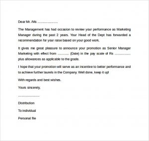 Promotion Letter Sample for PDF, Doc | Mous Syusa