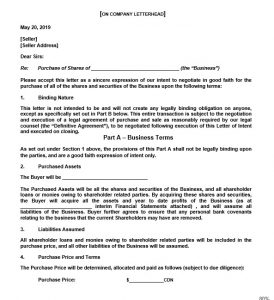 Letter of Intent to Purchase Business and What to Write Inside It ...