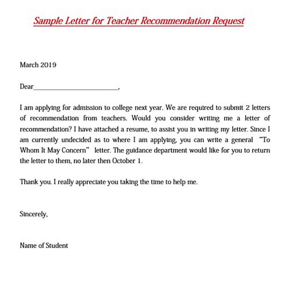 15+ Letter of Recommendation for a Teacher Free PDF, Doc, Words | Mous ...