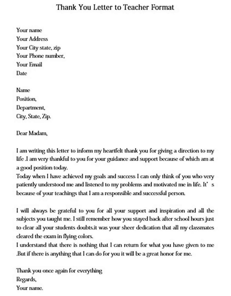 Thank You Letter To Teacher And How To Make Them Melted To Your Letter 