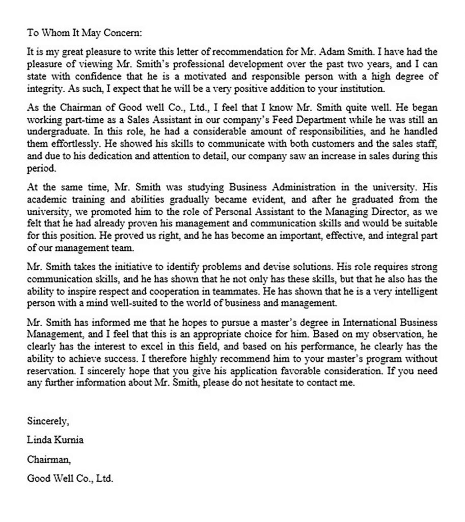 Recommendation Letter for Employment PDF | Mous Syusa