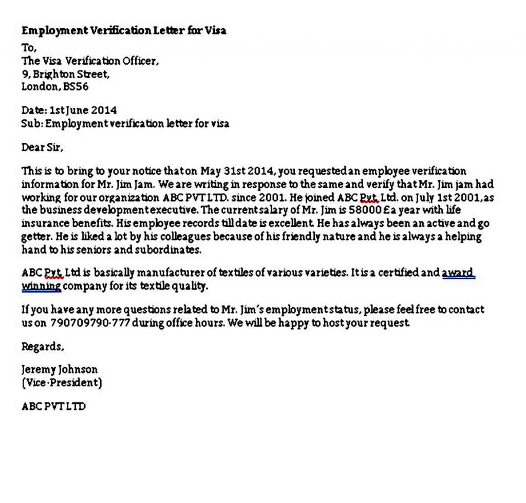 Letter of Employment Verification Sample PDF Word | Mous Syusa