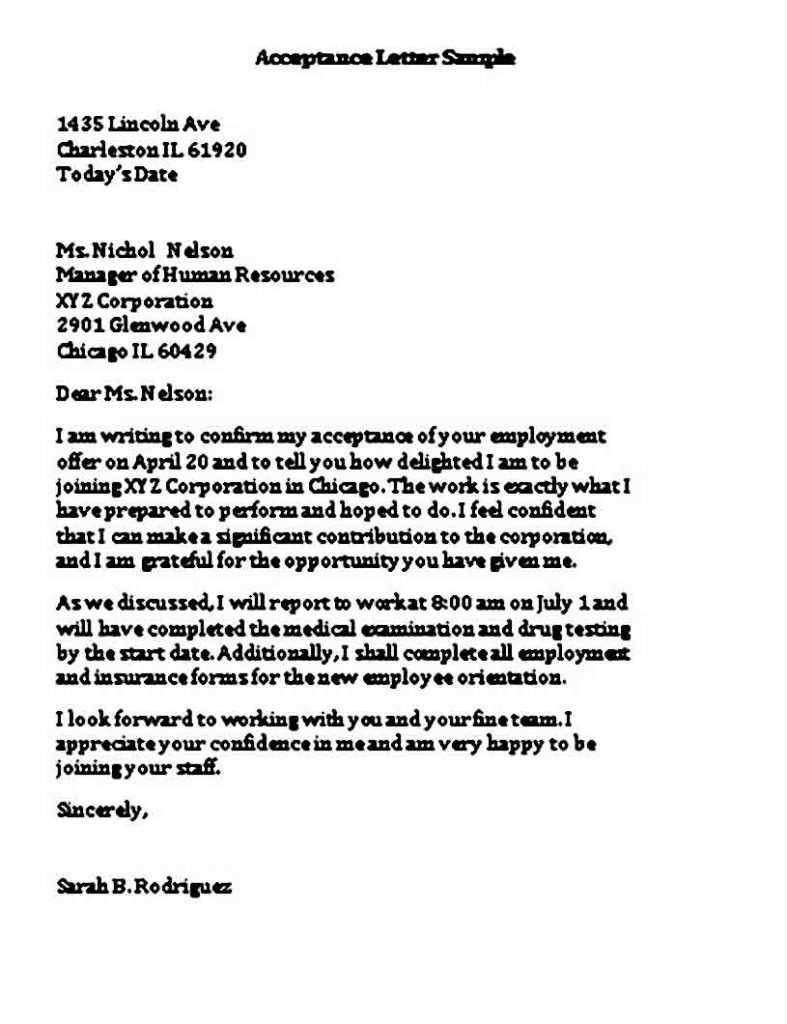 10 Sample Letter of Job Acceptance | Mous Syusa