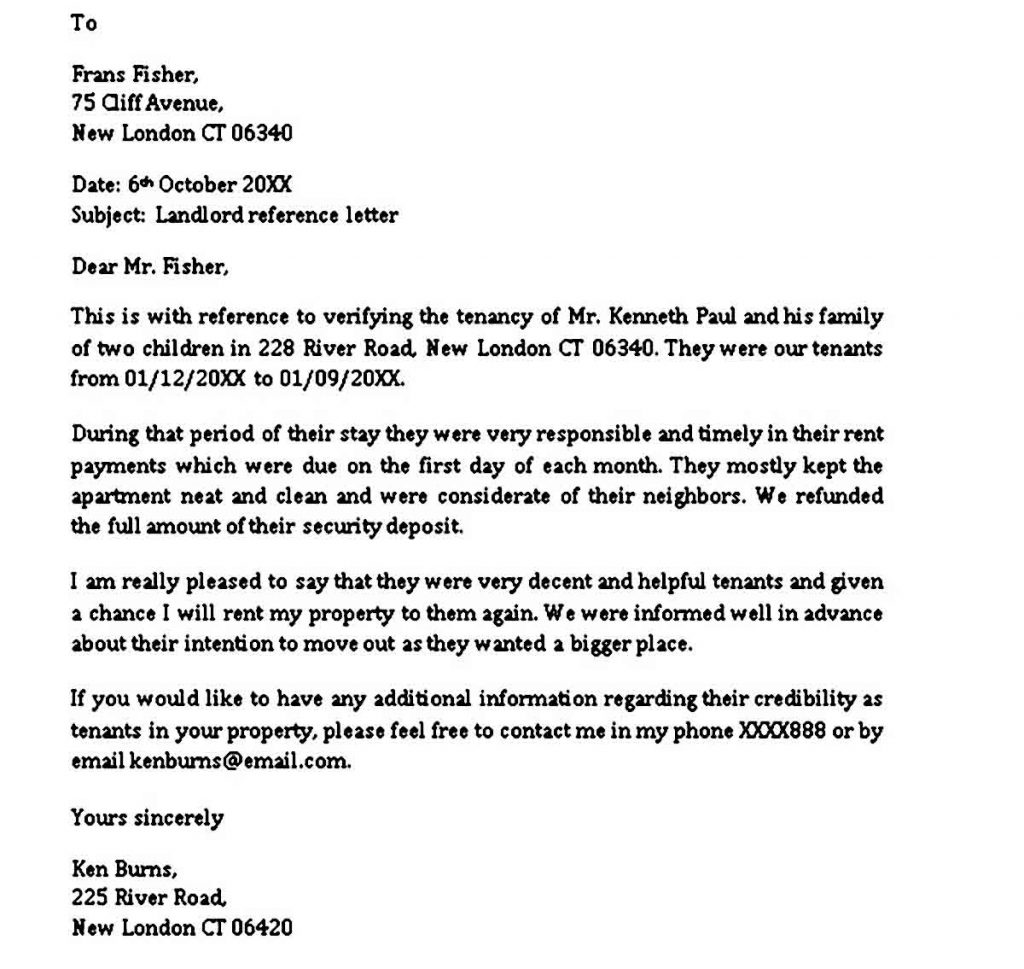 7 Landlord Reference Letter Sample for PDF, Words, and Doc | Mous Syusa