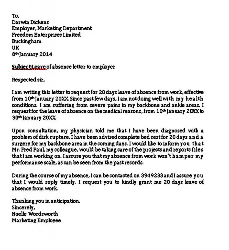 7 Sample Leave of Absence Letter with the Proper Format PDF Word | Mous Syusa