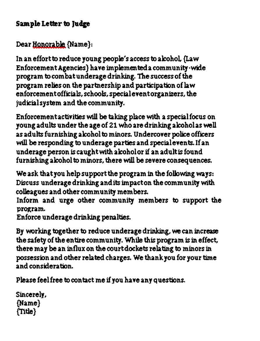 Letter To A Judge Format For Your Needs Letter Template Collection