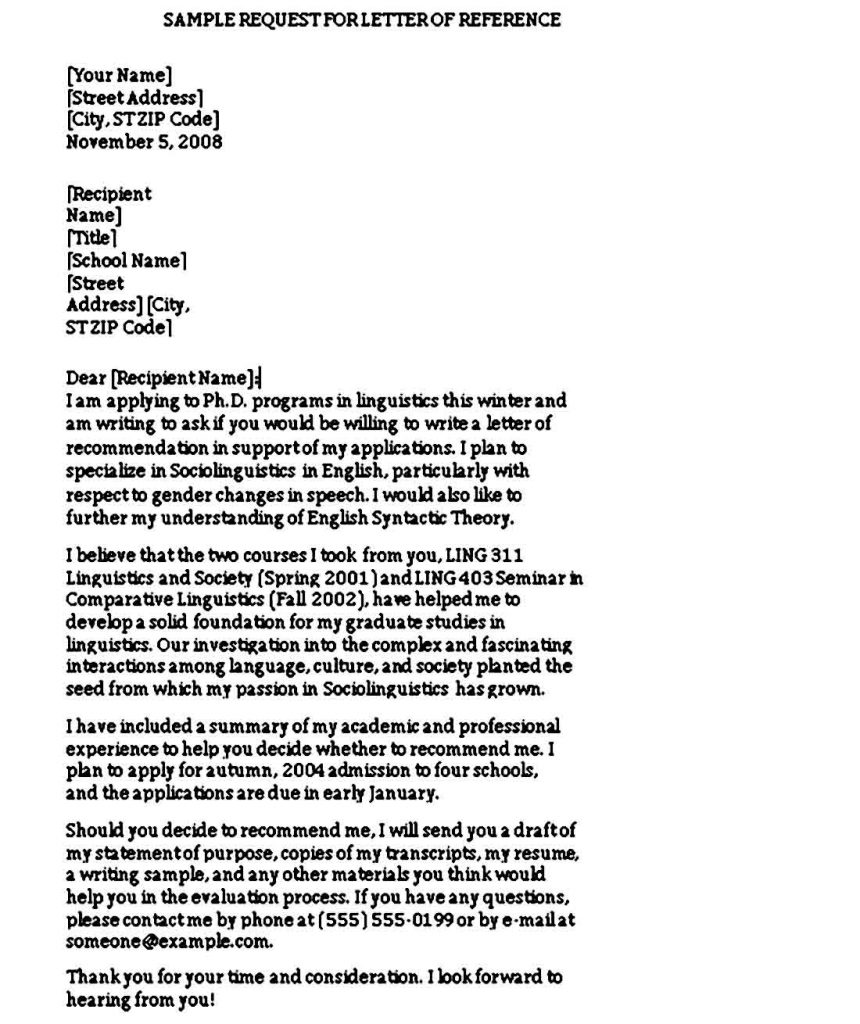 Letter of Reference Format Sample | Mous Syusa