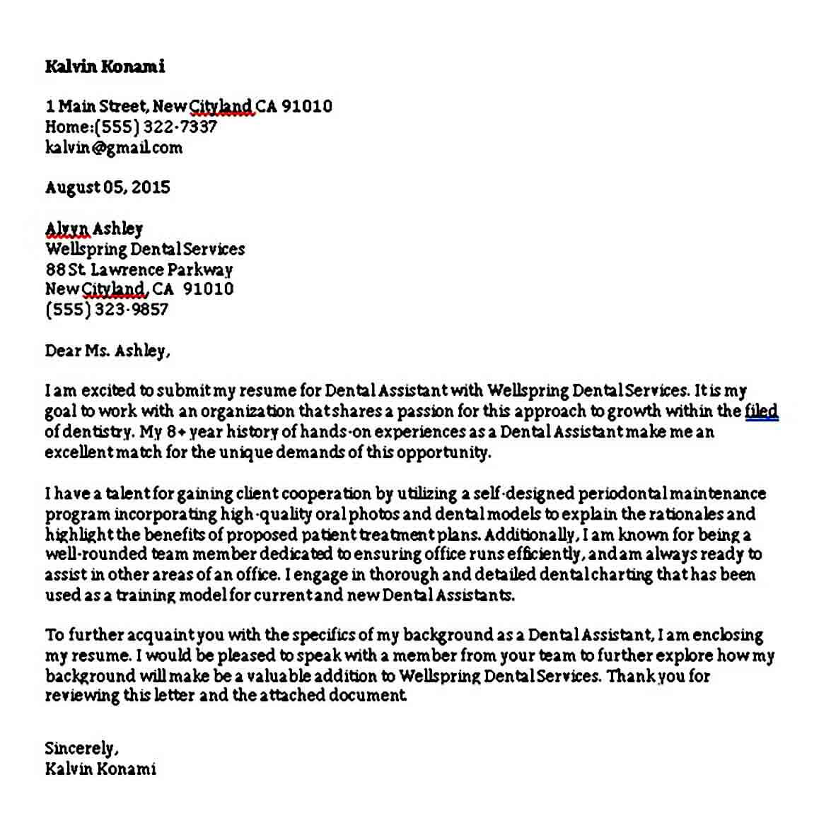9 Sample Dental Assistant Cover Letter Mous Syusa