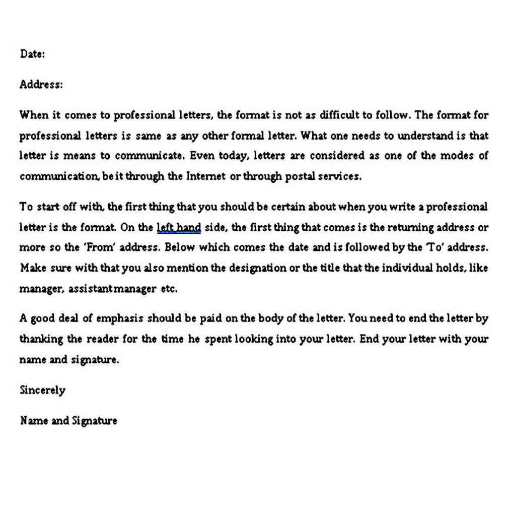 8+ Sample Professional Letter Format PDF Word | Mous Syusa