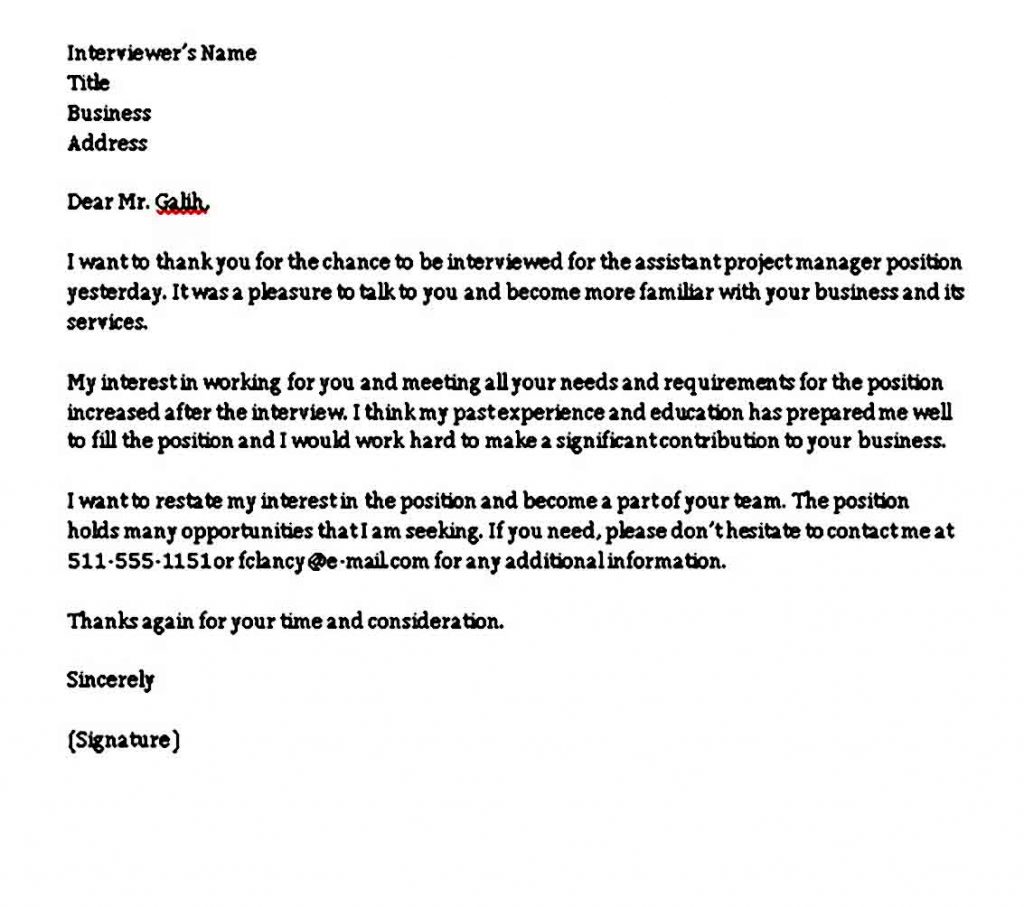 Sample Thank You Letter After Phone Interview | Mous Syusa