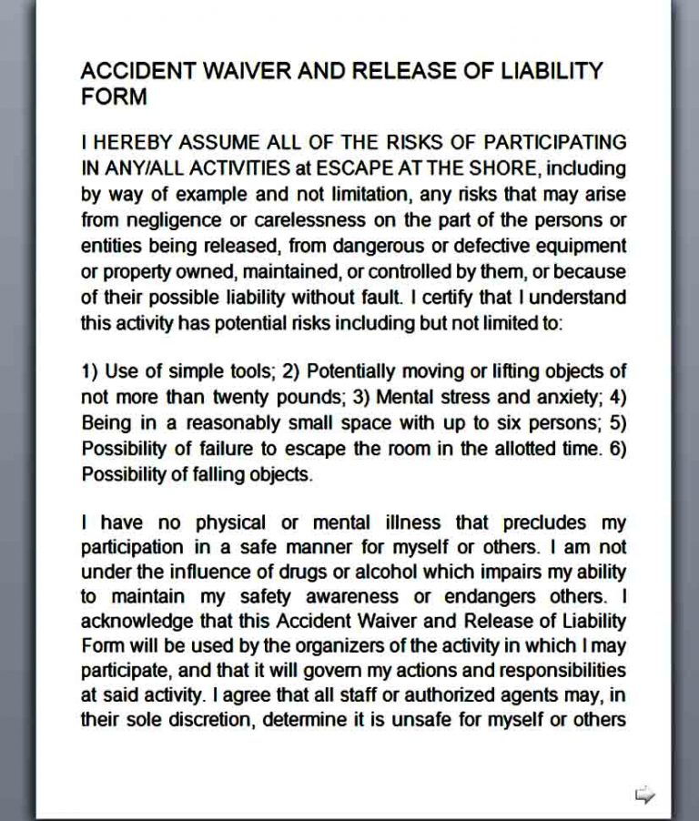Liability Waiver Forms Template | Mous Syusa