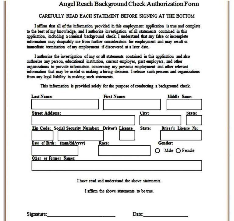 Template Background Check Authorization Form | Mous Syusa