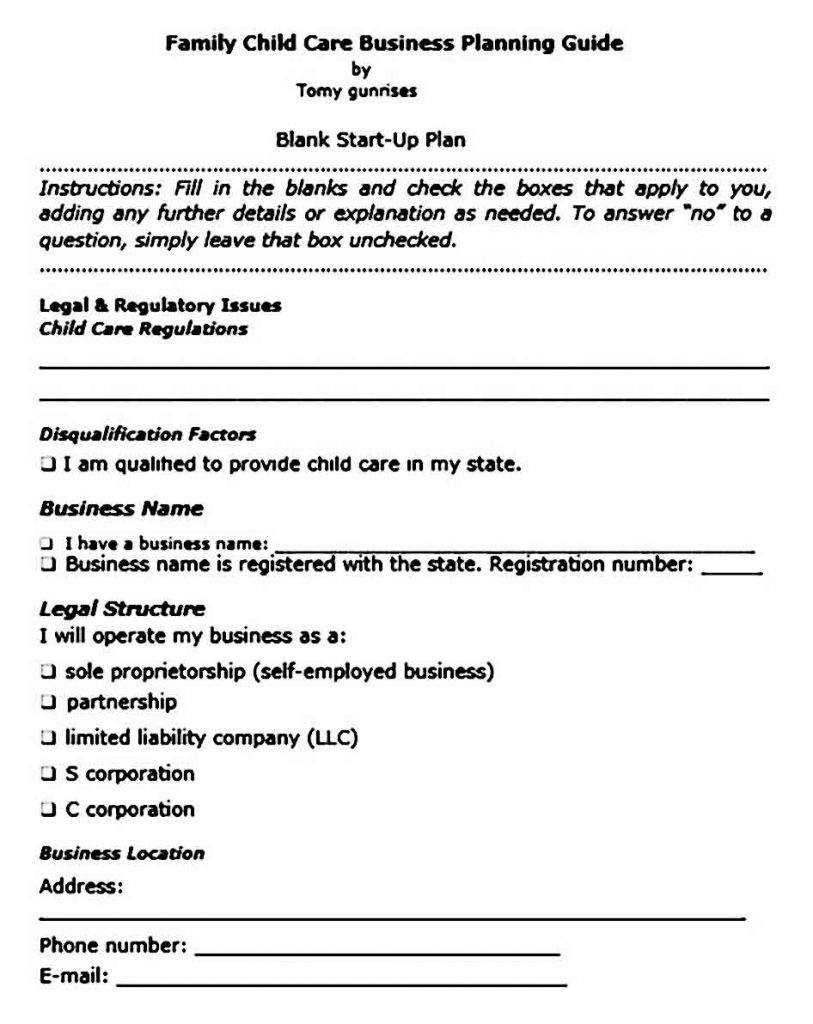 Printable Daycare Business Plan | Mous Syusa