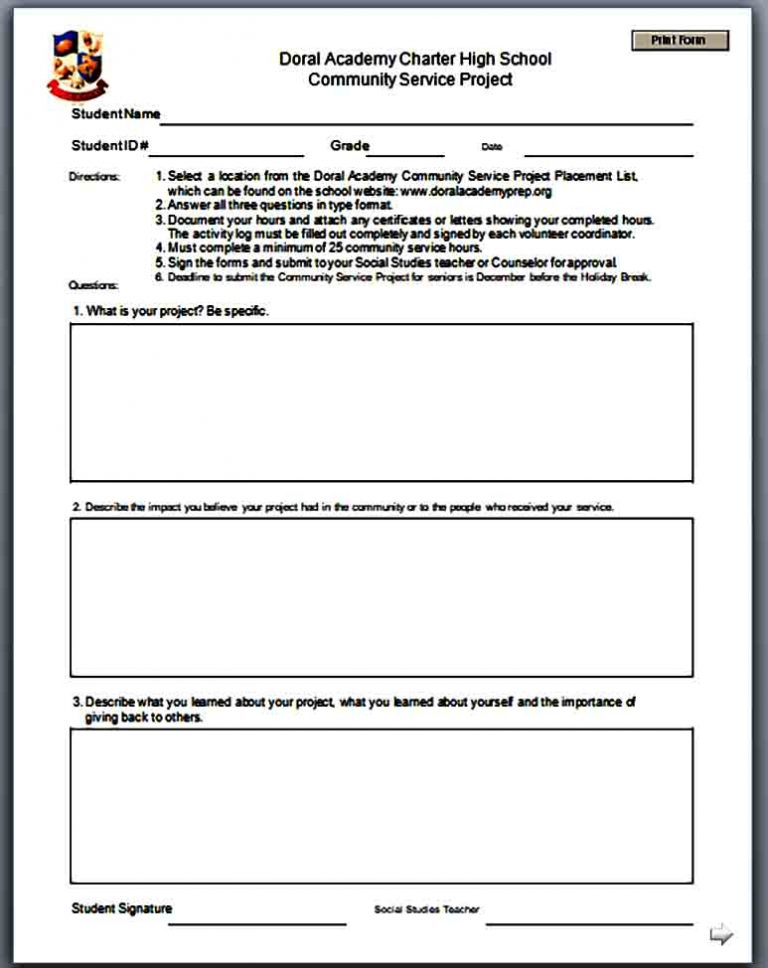 Template Community Service Form | Mous Syusa