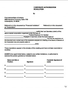Corporate Resolution Form Sample | Mous Syusa