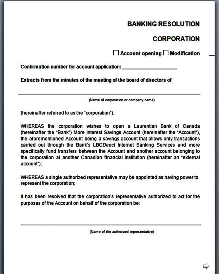Corporate Resolution Form Sample | Mous Syusa