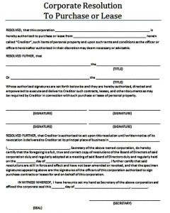 Corporate Resolution Form Sample | Mous Syusa