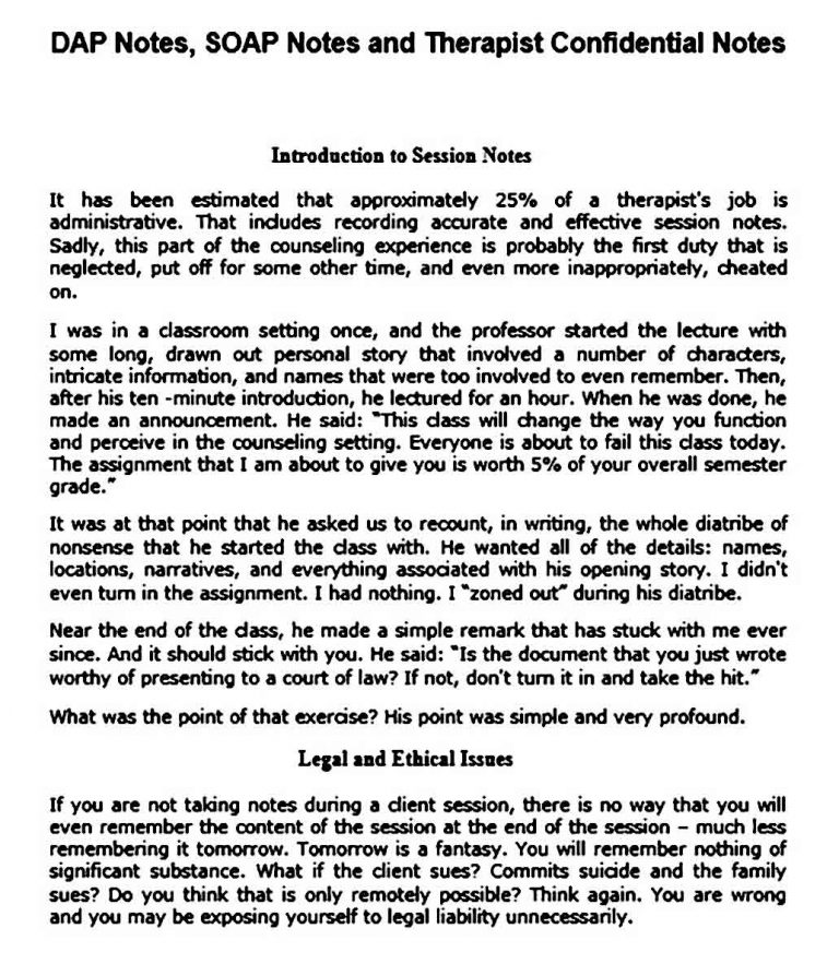 Sample Dap Note Format | Mous Syusa