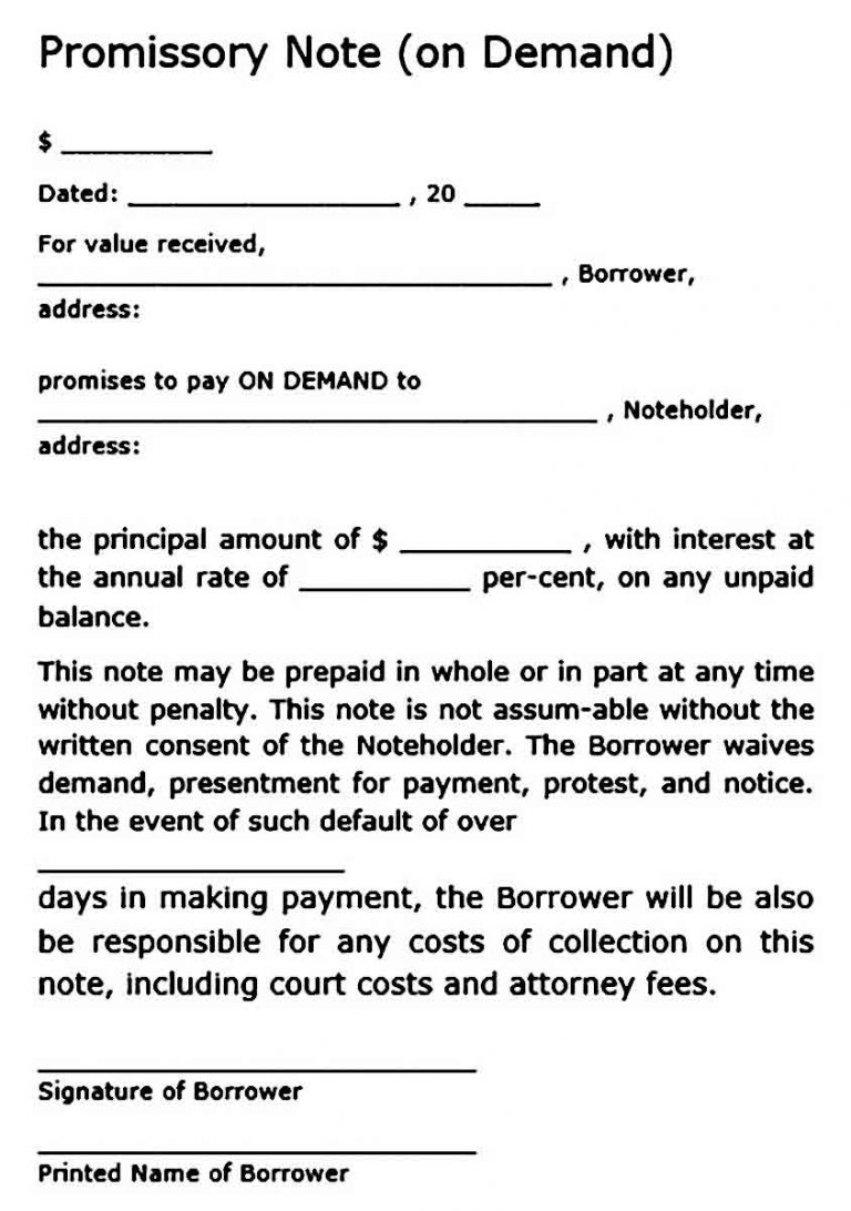 Sample Demand Promissory Note | Mous Syusa
