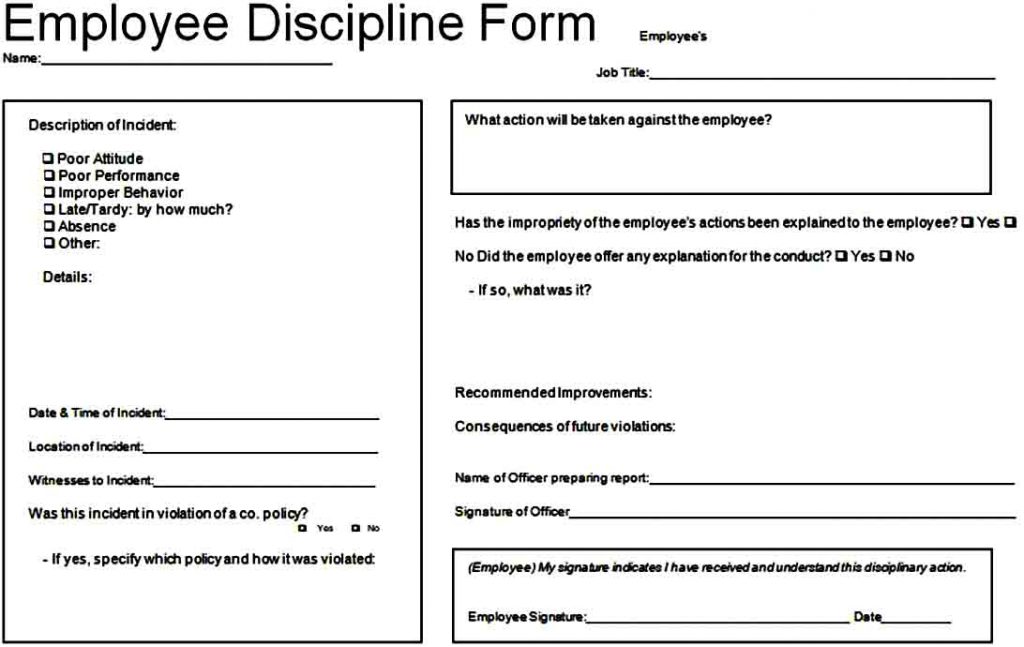 Employee Discipline Form Sample | Mous Syusa
