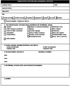Employee Discipline Form Sample | Mous Syusa
