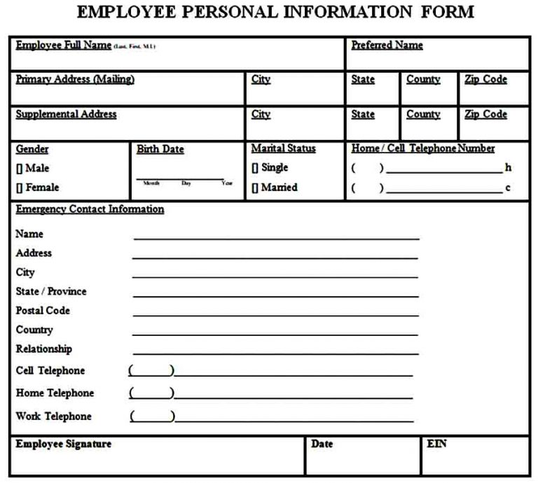 Sample Employee Information Form | Mous Syusa