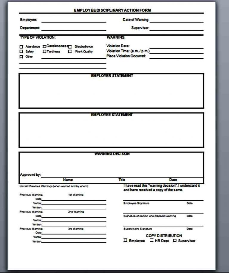Employee Write Up Form Template | Mous Syusa