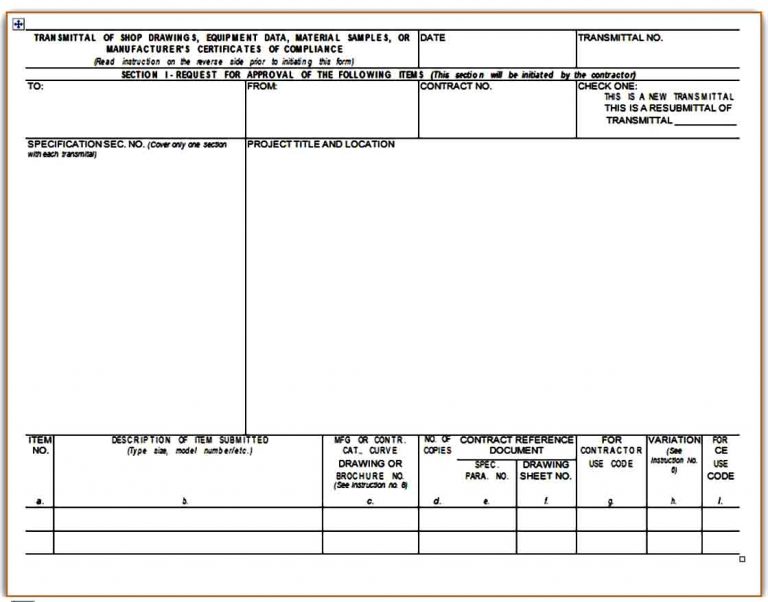 Template Submittal Transmittal Form | Mous Syusa