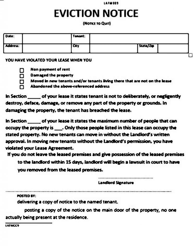 Printable Eviction Notice Template | Mous Syusa