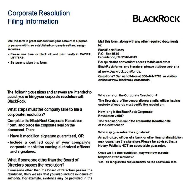 Corporate Resolution Form Sample | Mous Syusa
