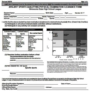 Sample Sports Physical Form | Mous Syusa