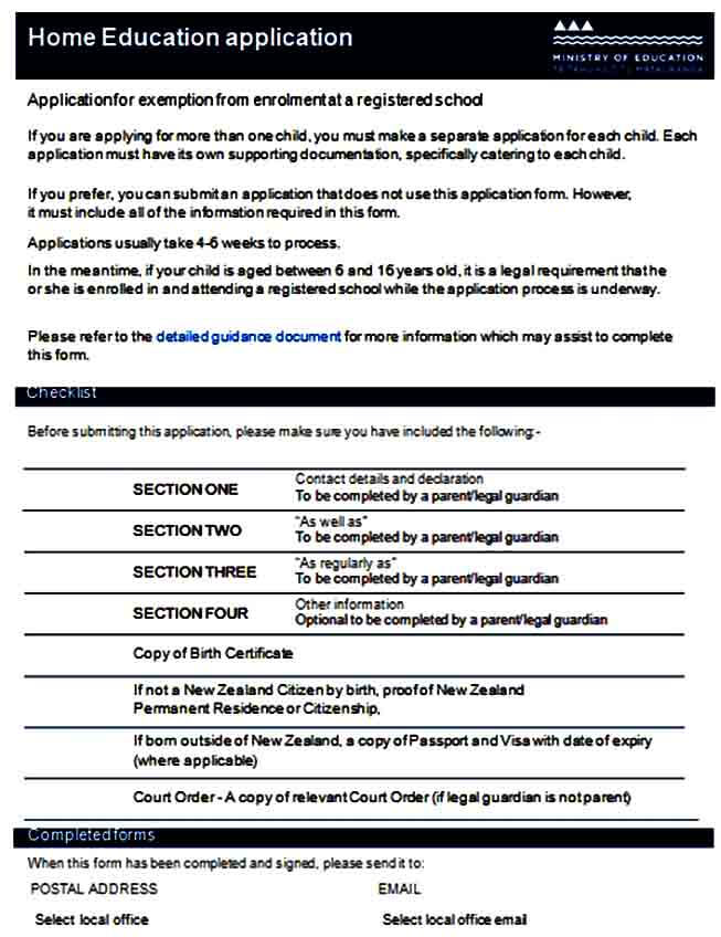 Home Education Application Form | Mous Syusa