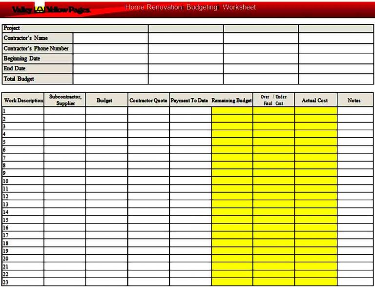 Sample Free Budget Form | Mous Syusa