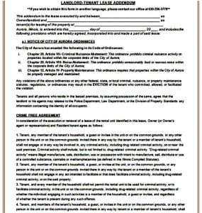 Sample Lease Addendum Form | Mous Syusa