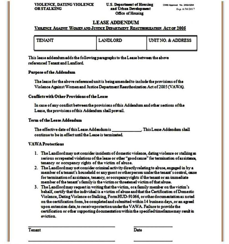 Sample Lease Addendum Form | Mous Syusa