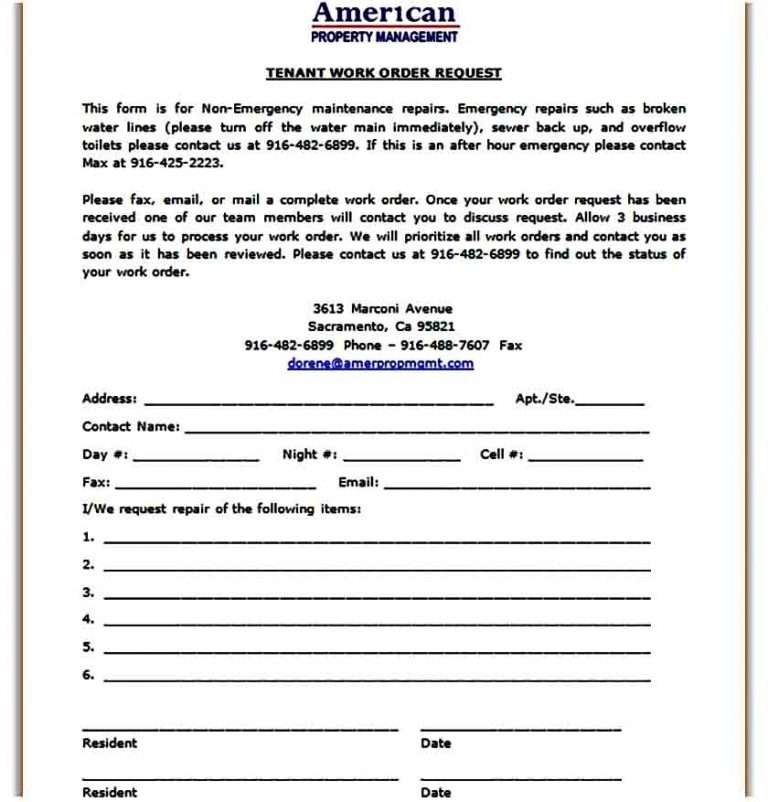 Free Work Order Form Sample | Mous Syusa