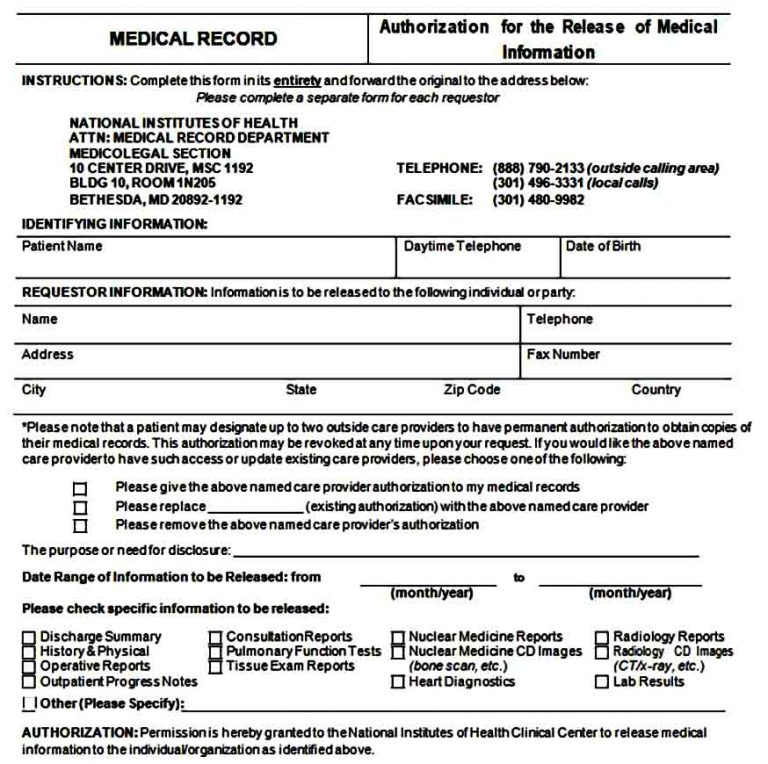 Sample Medical Records Release Form | Mous Syusa