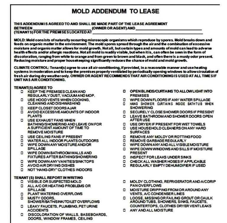 Sample Lease Addendum Form | Mous Syusa