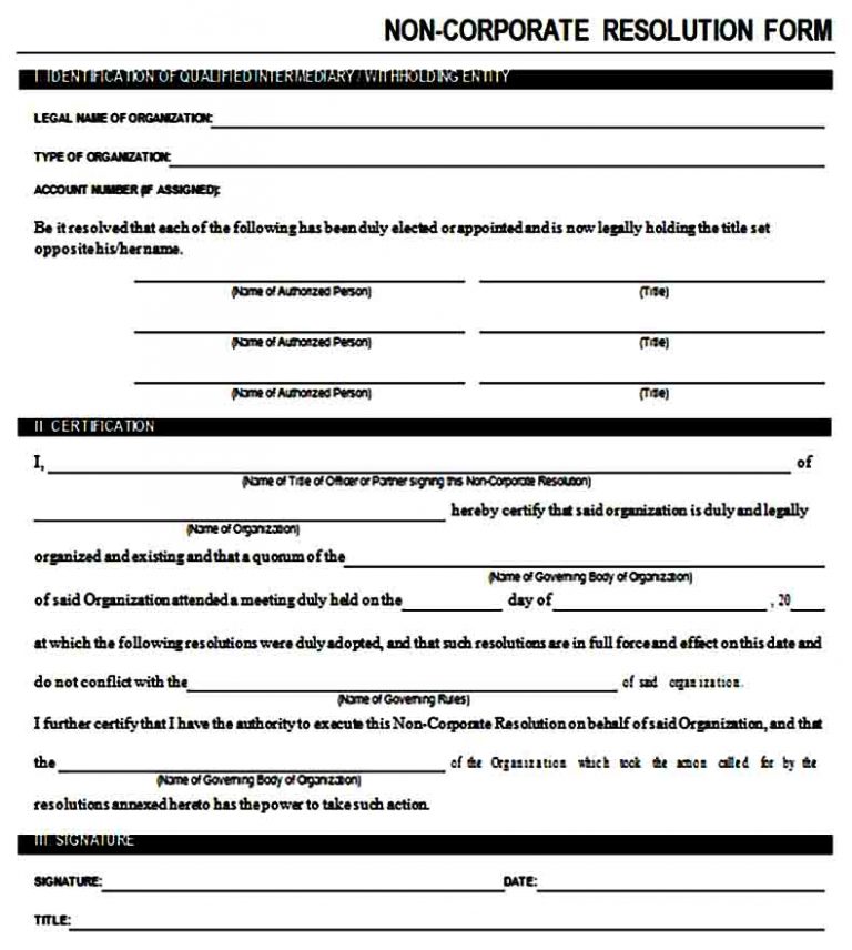 Corporate Resolution Form Sample | Mous Syusa