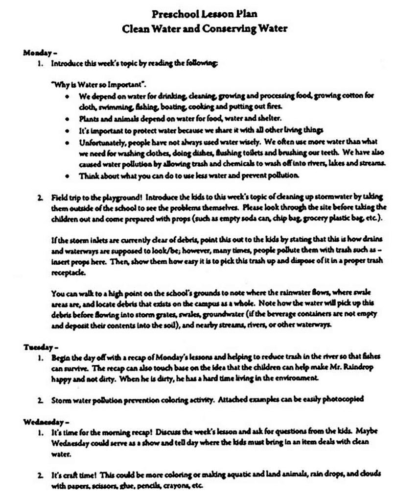 Sample Preschool Lesson Plan Template | Mous Syusa